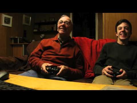 84-Year-Old Grandpa Has Fun Playing Video Games With His Grandson