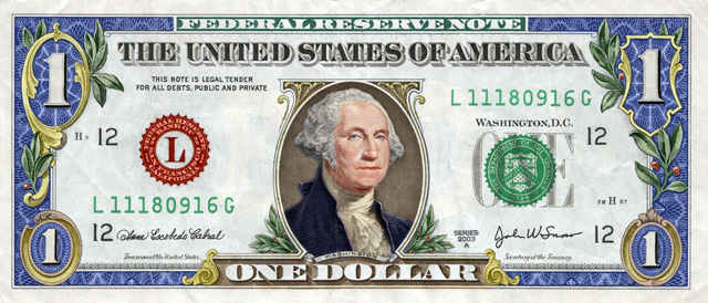 A Colorized One Dollar Bill