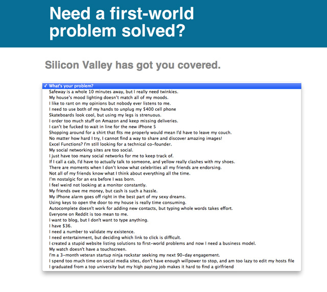 Site Offers Solutions to Your First World Problems