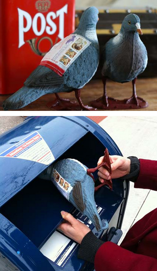 Pigeon Post, A Kit to Deliver a Plastic Carrier Pigeon Through The Mail