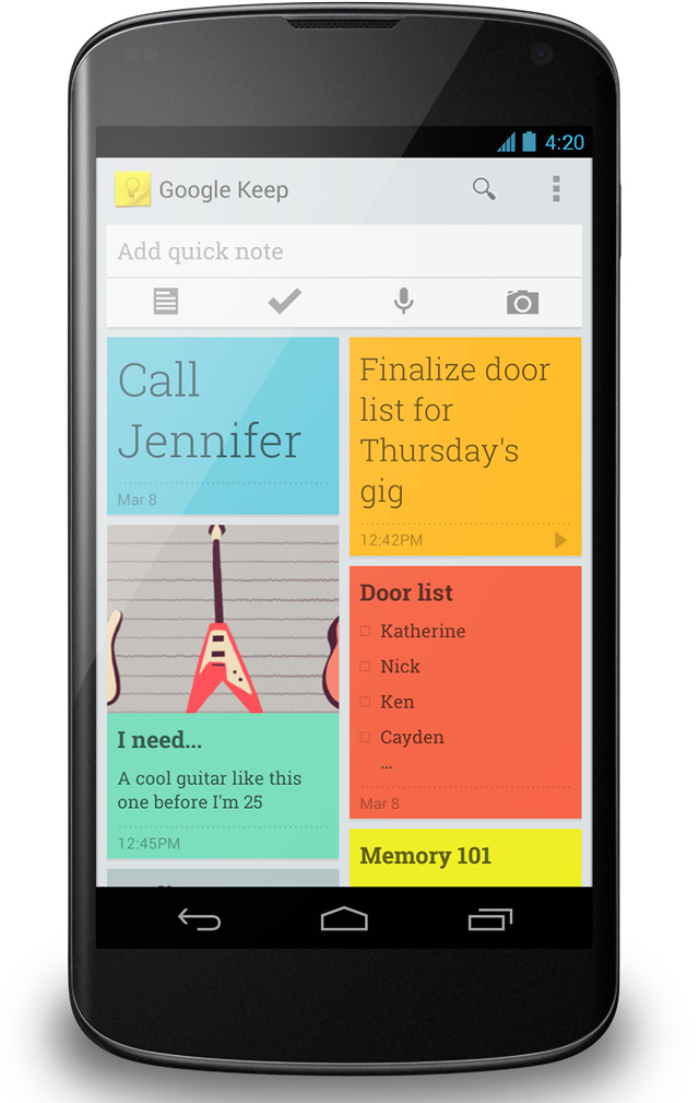 Google Launches Note-Taking Web & Android App 'Google Keep'