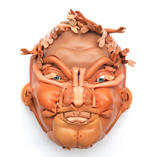 Face Sculptures Made From Pre-Loved Children's Plastic Toys