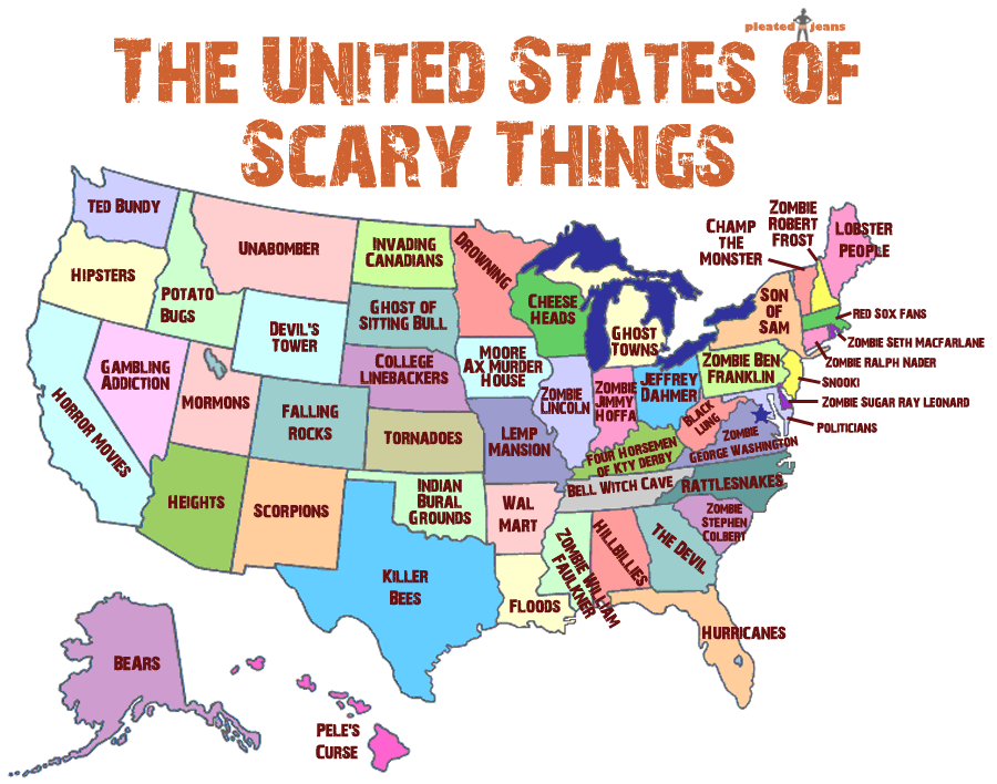 A Map Showing the Scariest Thing In Each U.S. State