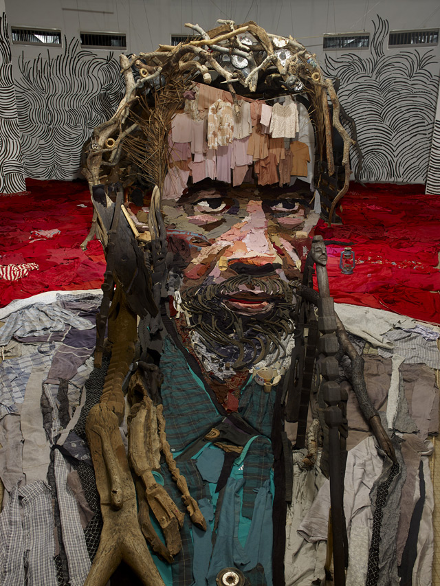Room-Sized Anamorphic Portrait of Malian Actor Sotigui Kouyaté