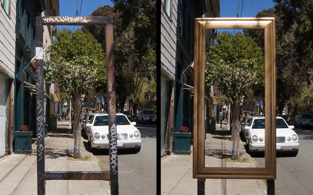 Reframed, Disused Street Sign Frame Turned into a Picture Frame