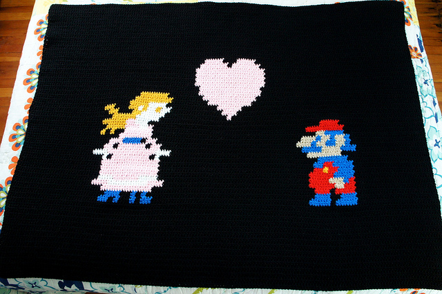 Crocheted Retro Video Game Throw Blankets