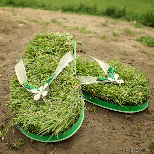 Green Grass Flip Flops