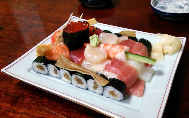 Tank Sushi Served at Japanese Restaurant