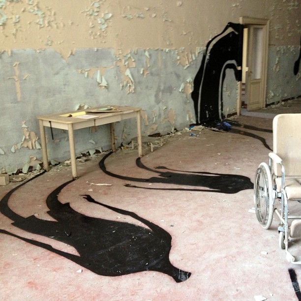 Ghostly Shadow Art in an Abandoned Mental Hospital