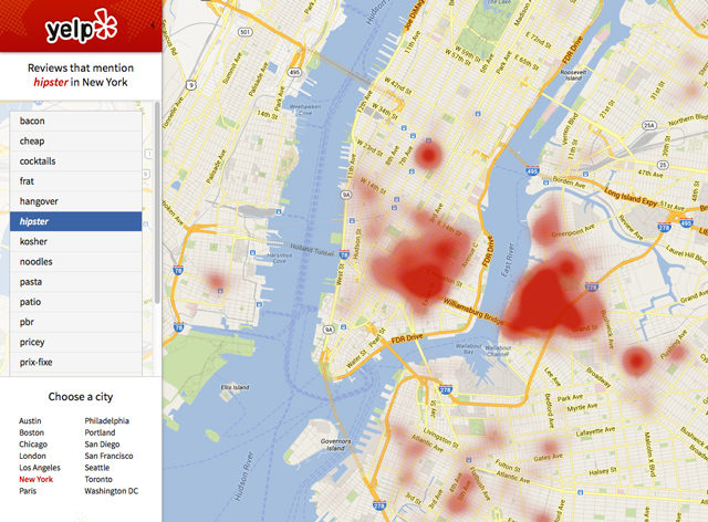 Yelp Wordmap Generates Hipster Heat Maps