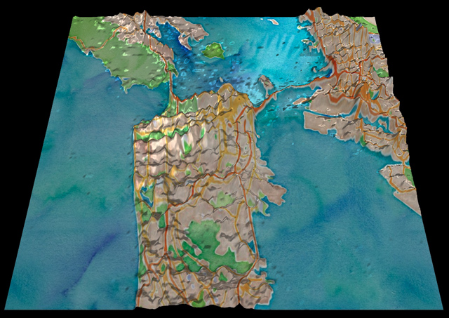 Geotagged Tweets Visualized as Topographic Maps