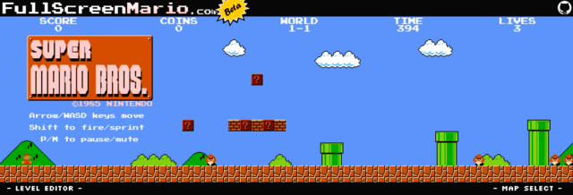 Full Screen Mario, A Browser-Based HTML5 Remake of the Original 'Super ...