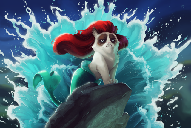 Grumpy Cat Illustrated as Disney Princesses & Other Protagonists
