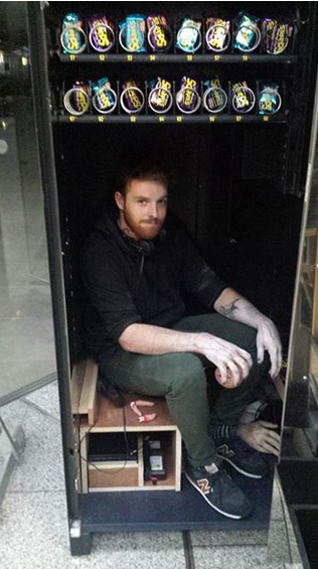 Man Hides in Vending Machine to Hand Out Tricks Instead of Treats