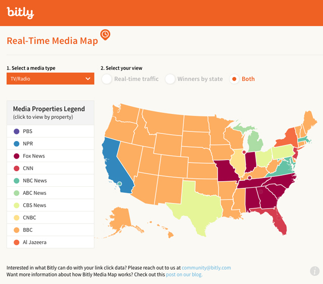 Bitly Real-Time Media Map Tracks Popularity of 40 Media Sites