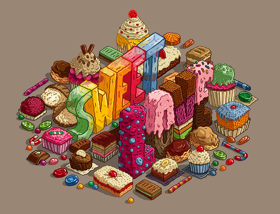 Whimsical Food Lettering Illustrations