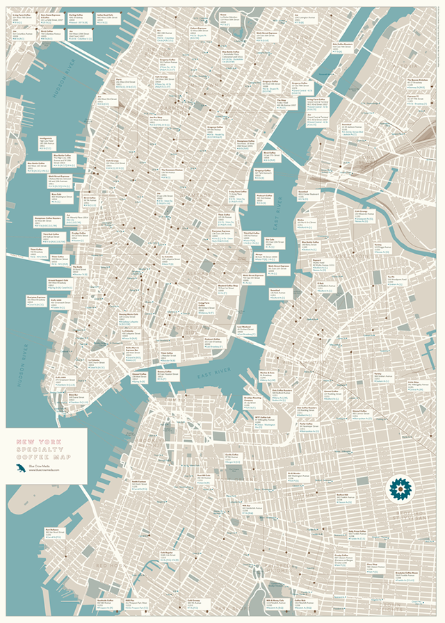 A Map Featuring Over 100 Specialty Coffee Shops in New York City