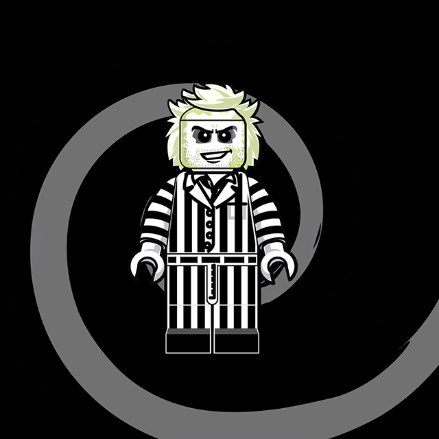 Illustrations of LEGO Minifigs as Iconic Movie Characters from the 80s