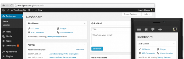 WordPress 3.8 Features a Responsive, Redesigned Dashboard