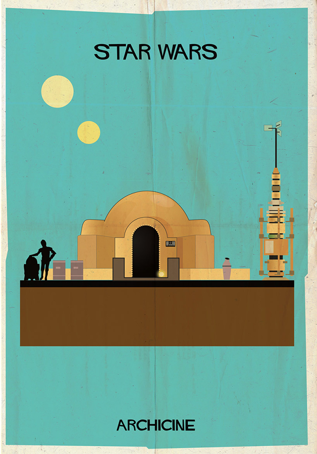 Archicine, Illustrations of Famous Buildings from Movies