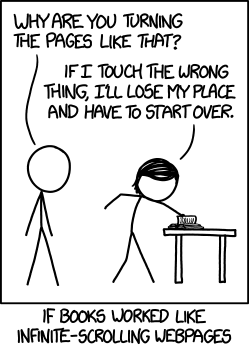 What If Books Worked Like Infinite-Scrolling Webpages by xkcd