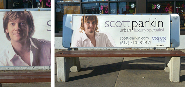 Artist Recreates Realtor's Bench Ads by Dressing Up Like Them ...