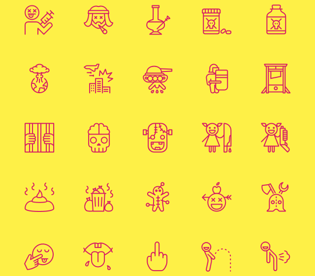 Nasty Icons, A Collection of 50 Very Rude Vector Icons