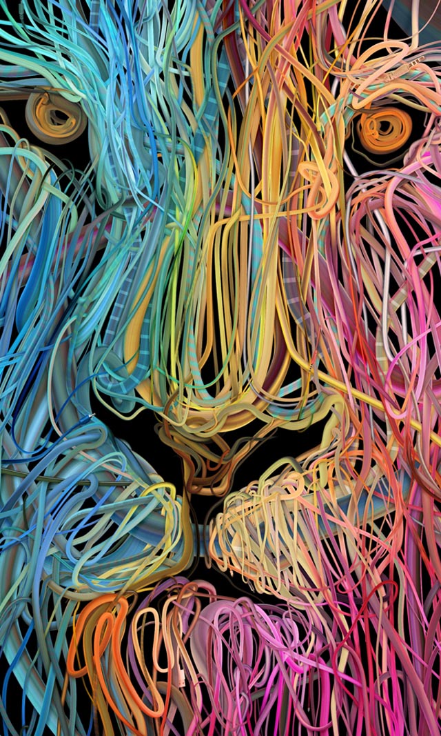 Intricate Illustrations Made Up of Electronic Cables