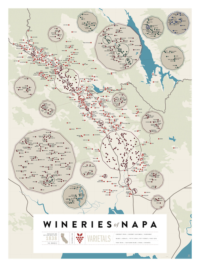 Beautifully Detailed Maps of Wineries In Northern California's Napa And ...