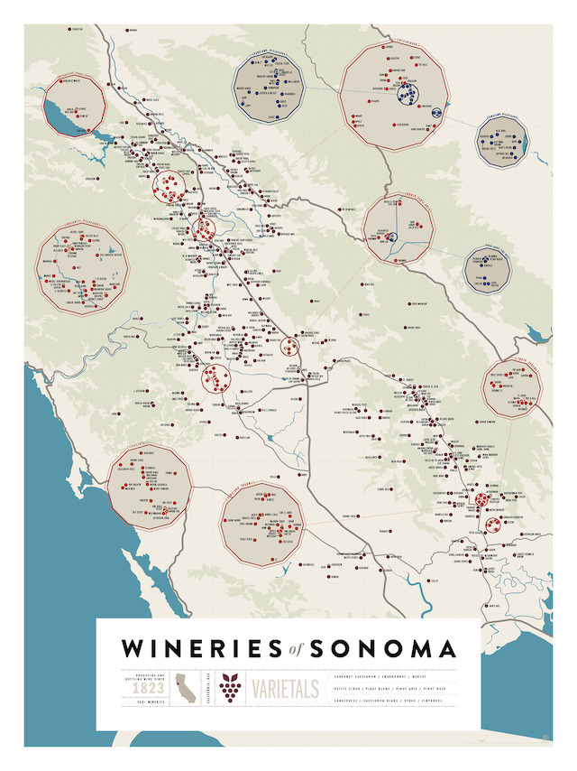 Beautifully Detailed Maps of Wineries In Northern California's Napa And ...