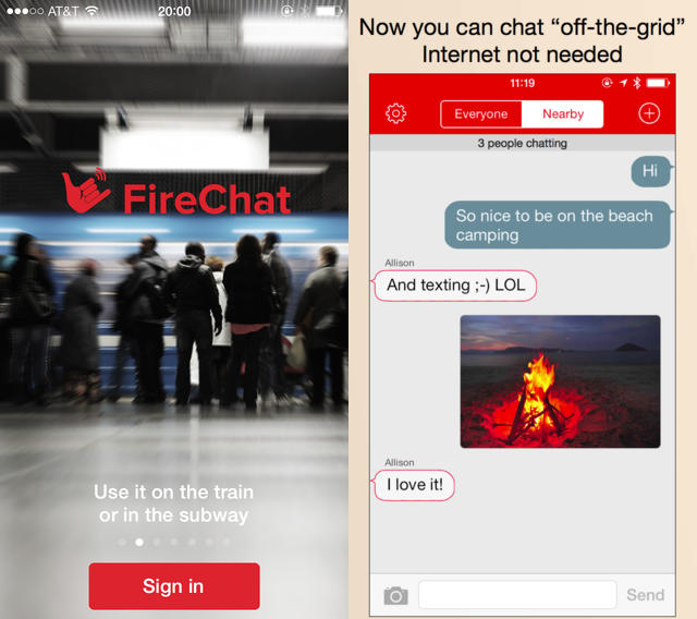 FireChat, An iOS App That Allows Users to Chat With Those Around Them Without Internet Access or ...