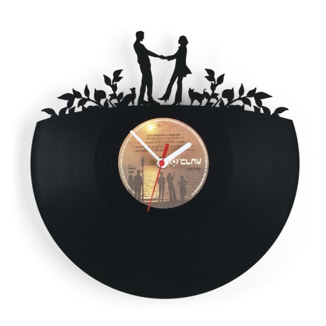 Decorative Wall Clocks Featuring Designs Cut into Old Vinyl Records
