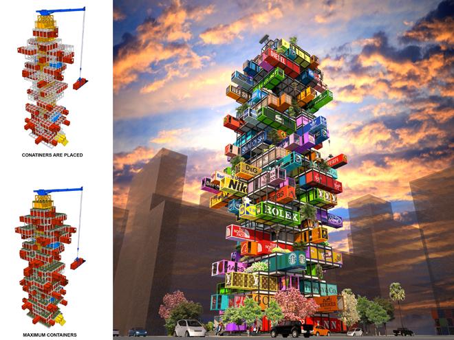 Hive-Inn, A High-Rise Shipping Container Hotel Concept