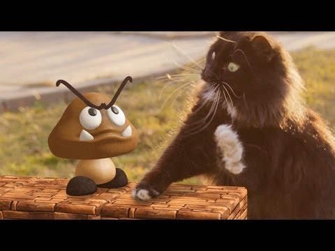 A Cat Interacts with Objects and Characters From the 'Super Mario Bros ...