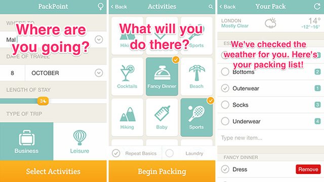PackPoint, A Mobile App That Helps Streamline Trip Packing