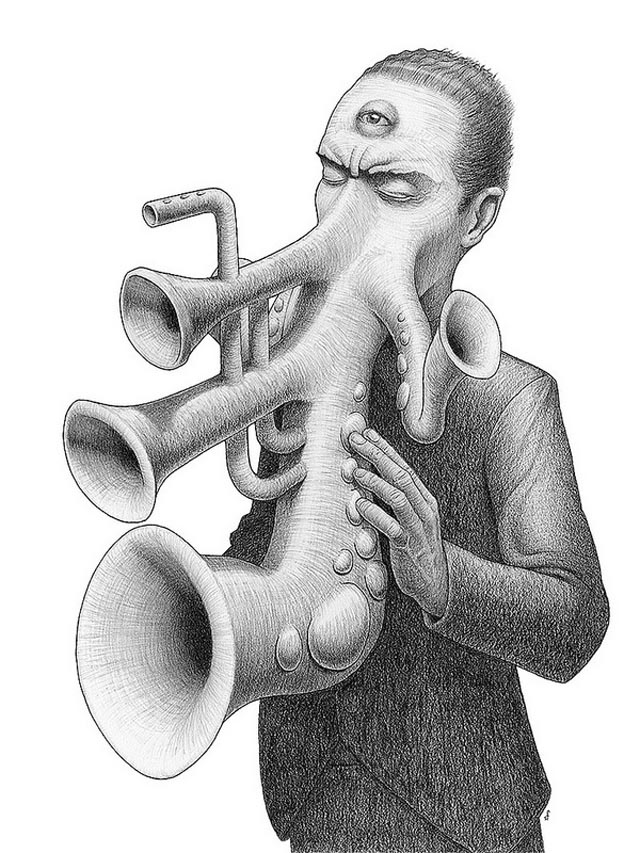 Musical Anatomy, Drawings of Musical Instruments Reimagined as Body Parts