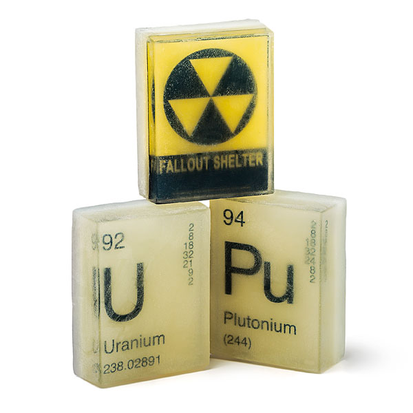 Glow-In-The-Dark Three-Piece Set of Nuclear Element Soaps