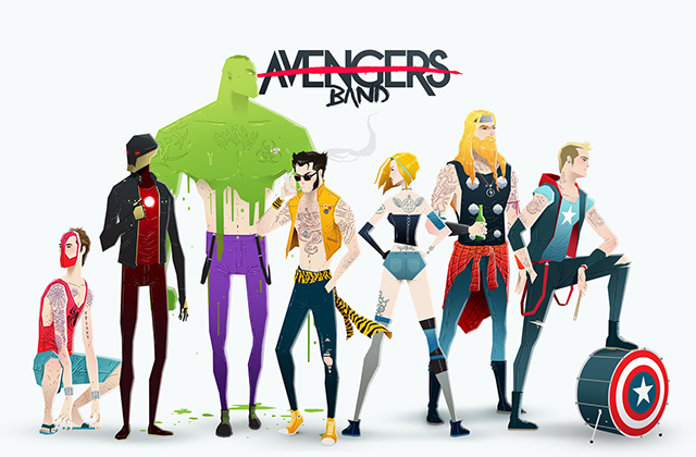 Super Rockers, Illustrations of Marvel and DC Comic Book Superheroes as ...