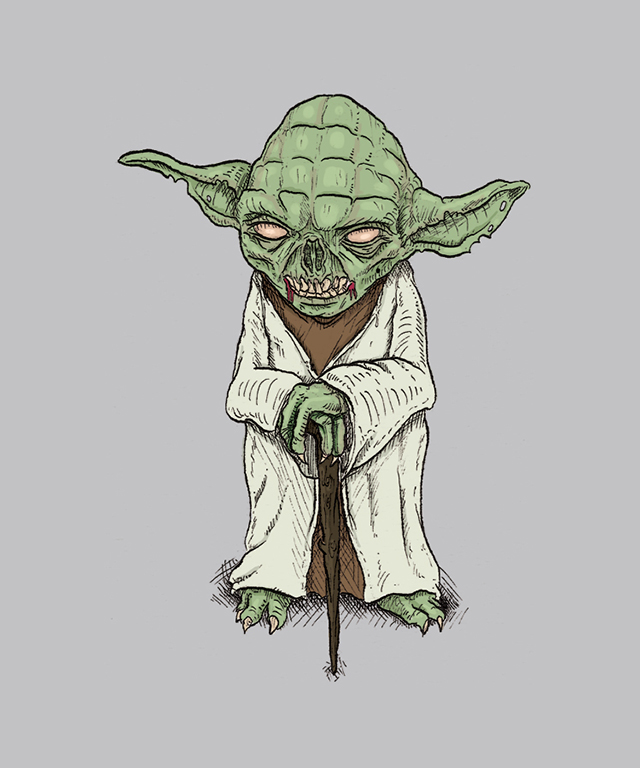 Illustrations of Pop Culture Characters as Brain-Eating Zombies