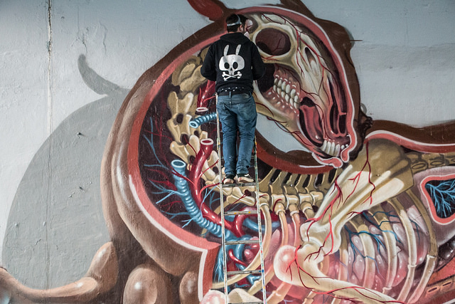 'Horsepower', A Giant Mural of a Dissected Horse by Nychos