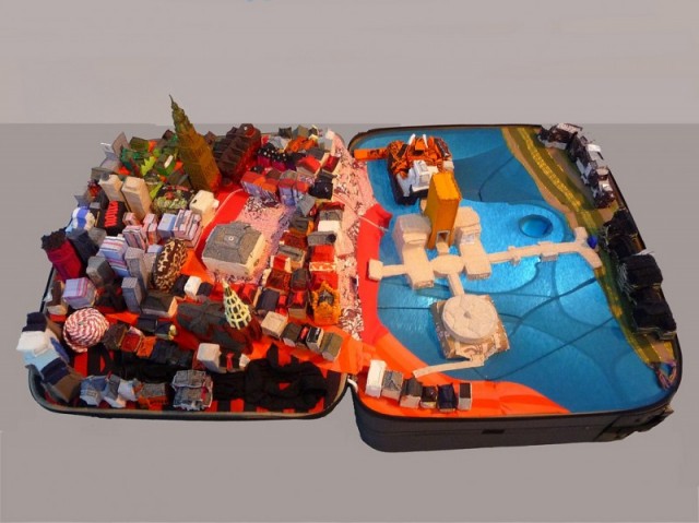 Portable City, A Sculpture Series of Miniature Cities in Suitcases