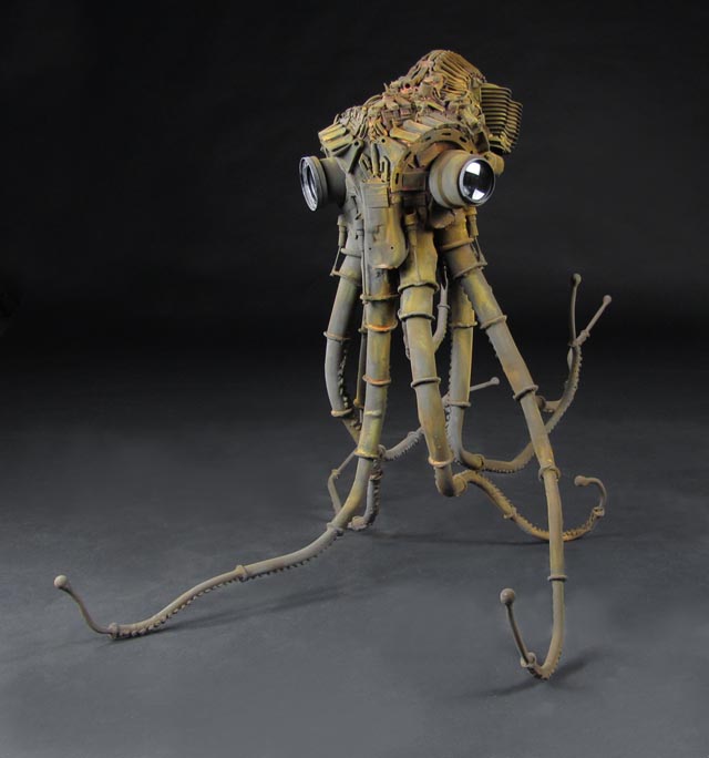 Octopus and Rhino Found Object Sculptures by Jud Turner