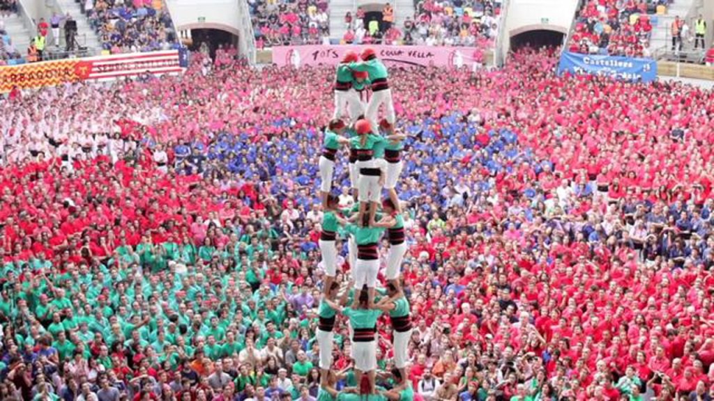 Castells, Creating Human Towers In Tarragona, Spain