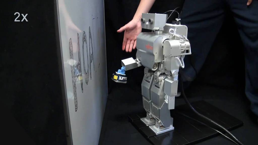 Humanoid Robot Taught to Clean Whiteboard