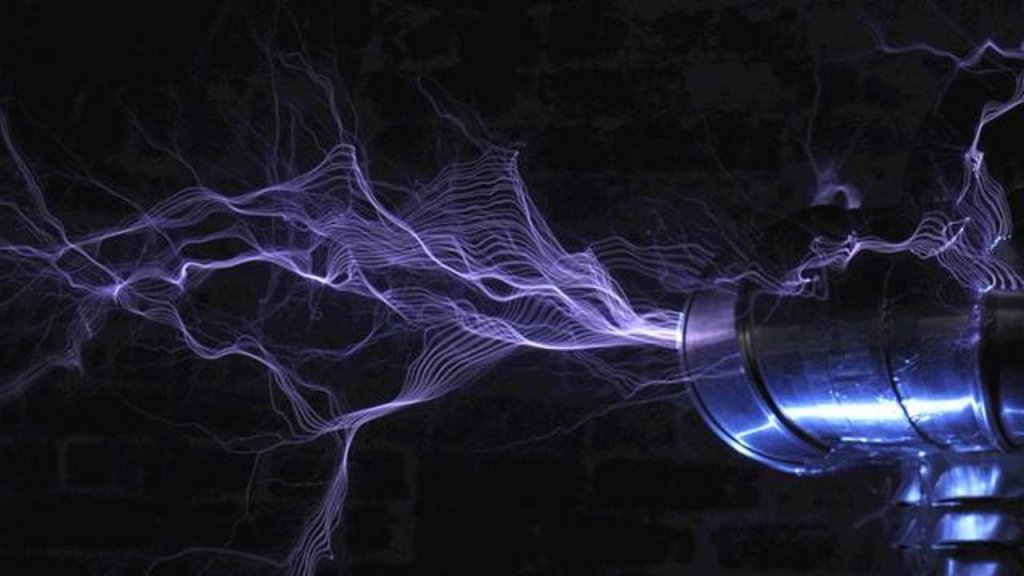 Tesla Coil Lightning Viewed in Matrix Style Bullet Time