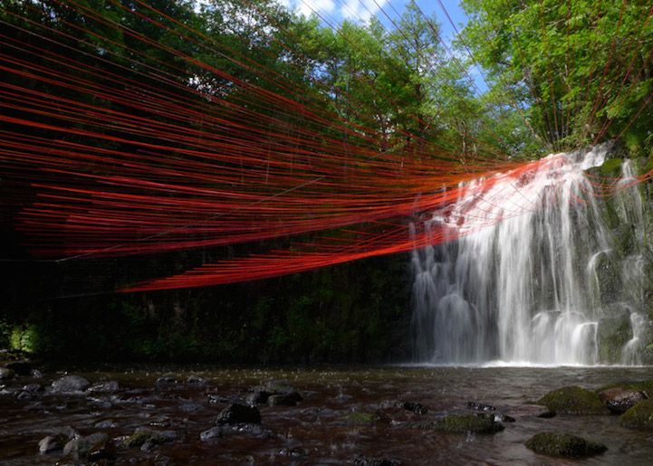 'Dripping', A Beautiful Installation of Red Strings Extending ...