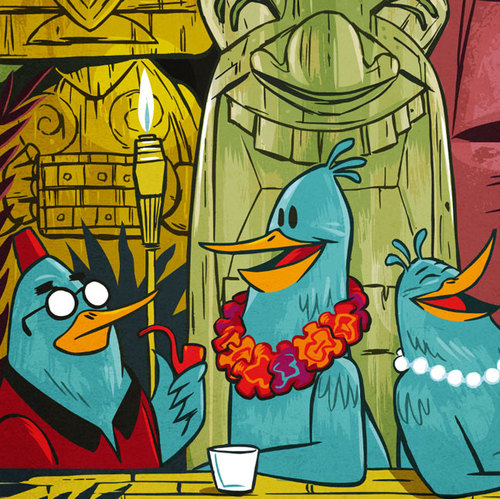 'Aloha Tiki Birds', An Illustration by Artist Josh Ellingson Depicting ...