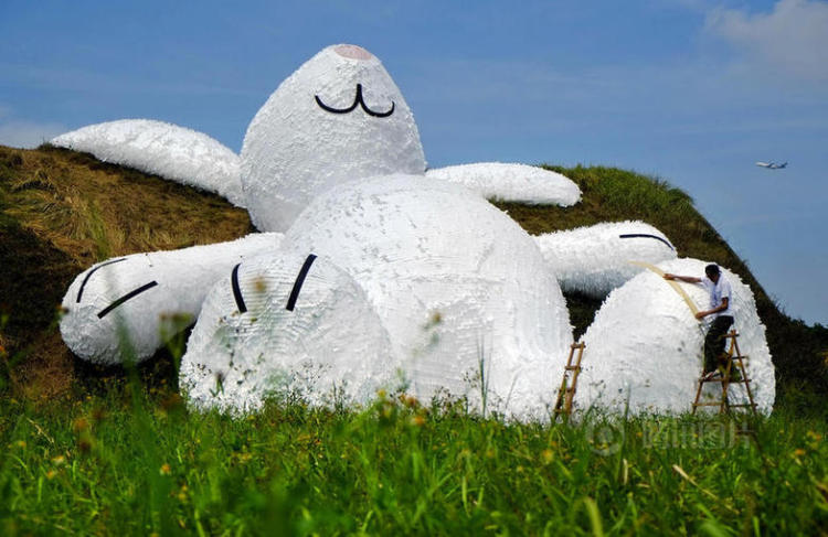 'Moon Rabbit', A Giant Paper Rabbit Sculpture in Taiwan