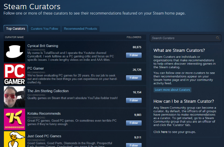 Steam Curators, A New Way to Discover Interesting Video Games on Valve ...