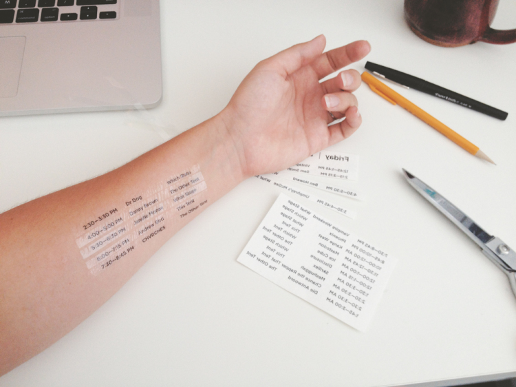 Music Festival Schedules Turned Into Temporary Tattoos